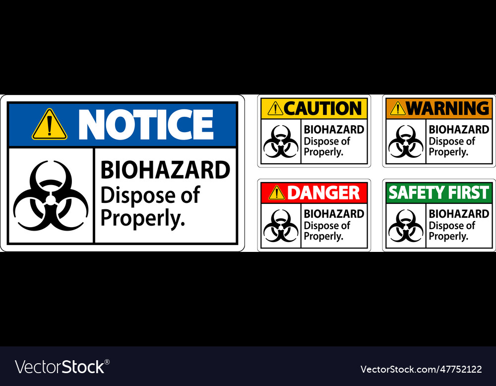 Biohazard warning label dispose Royalty Free Vector Image