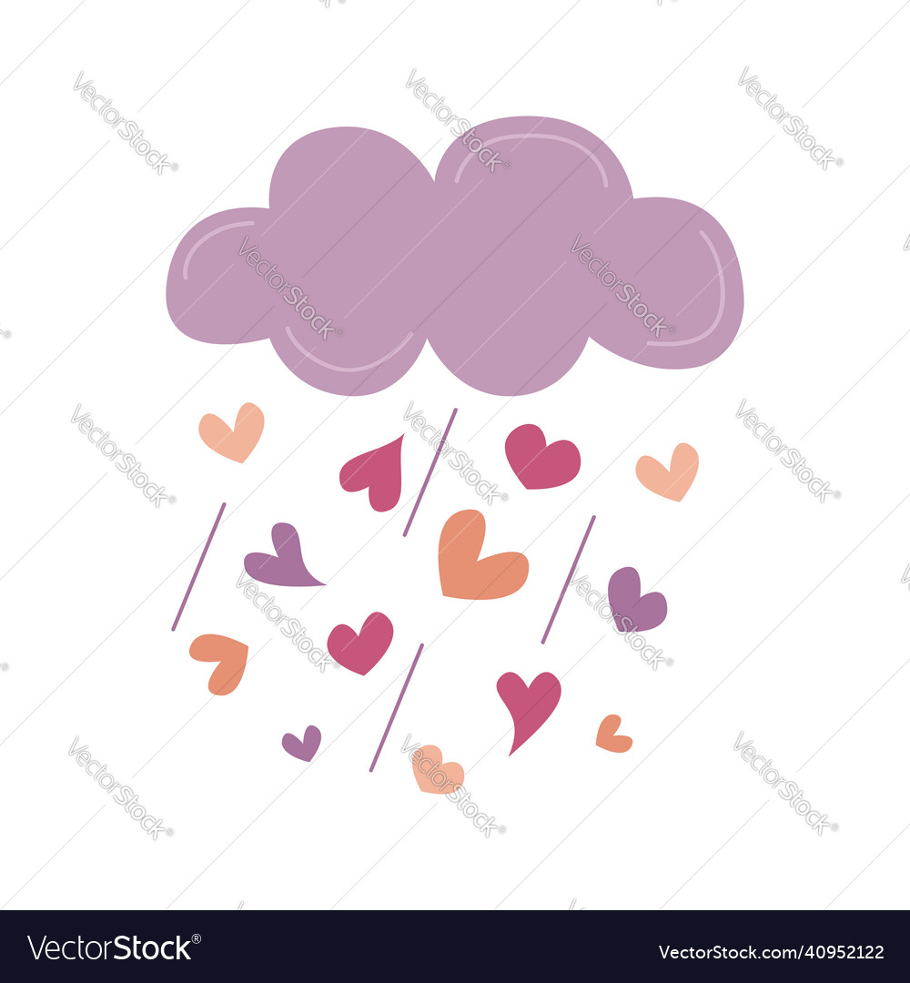 Cloud with hearts rain valentines day design flat Vector Image