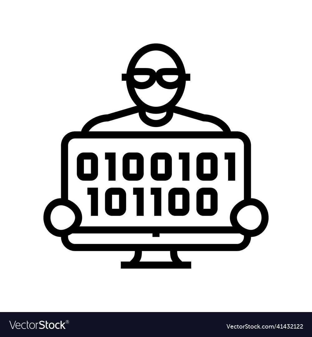 Coder programmer business line icon Royalty Free Vector