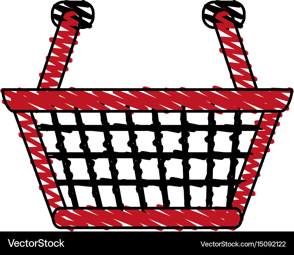 Color crayon stripe cartoon shopping basket Vector Image