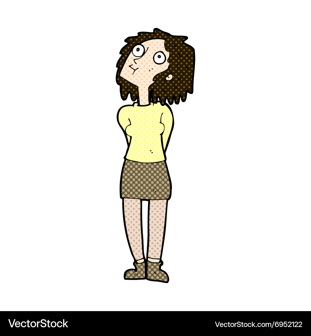 Comic cartoon curious woman Royalty Free Vector Image