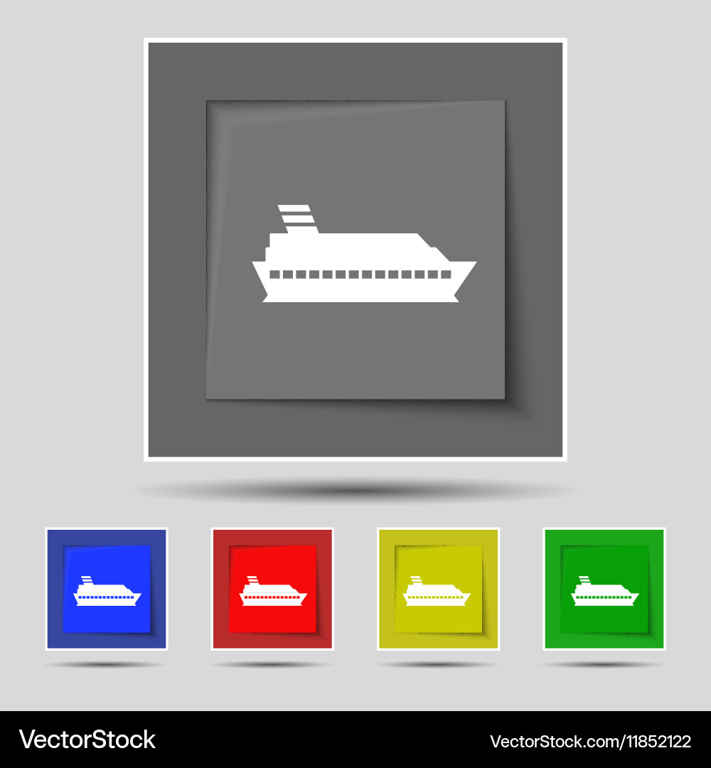 Cruise sea ship icon sign on original five colored