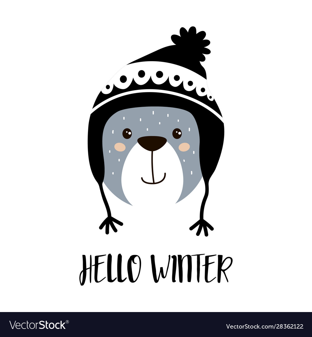 Cute cartoon bear boy in winter hat Royalty Free Vector