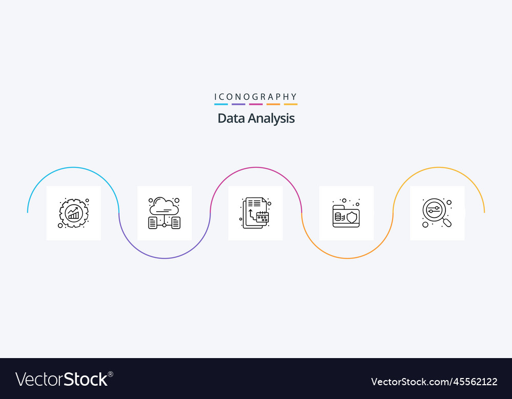 Data analysis line 5 icon pack including Vector Image