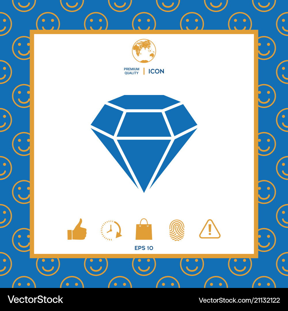 Diamond sign jewelry symbol gem stone flat Vector Image