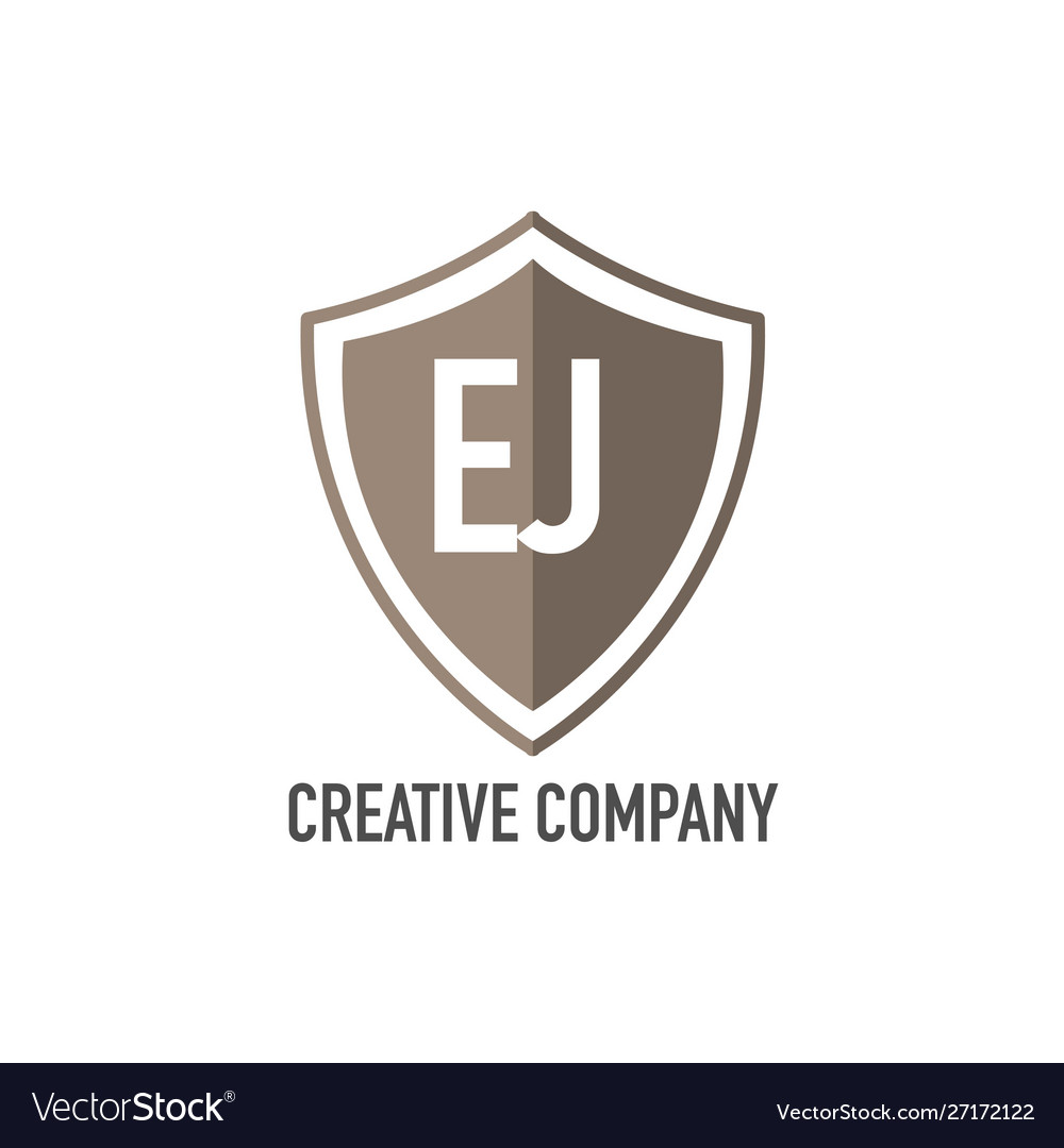 Initial letter ej shield design loco concept Vector Image