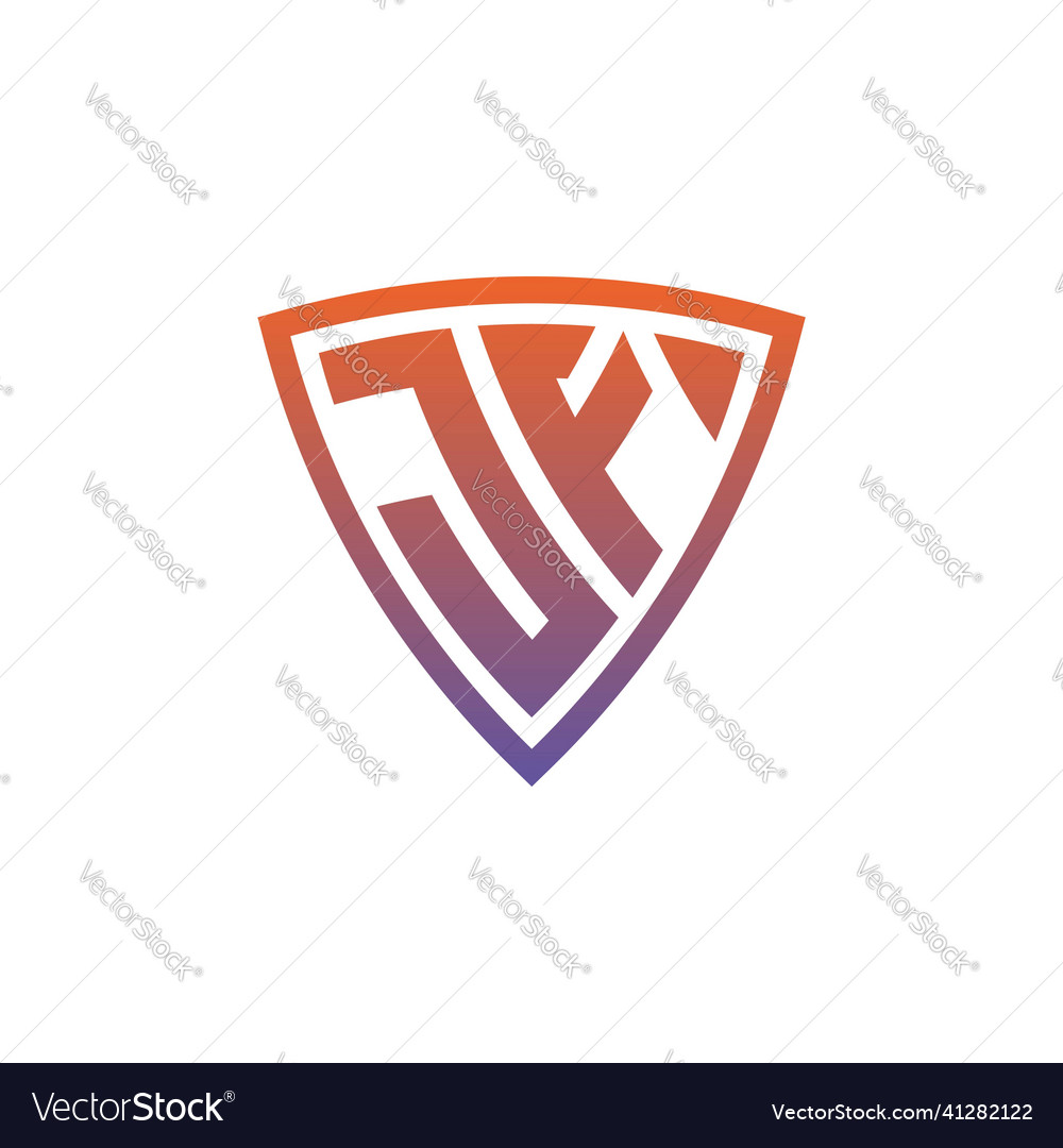 Jf logo shield monogram gradient style design Vector Image