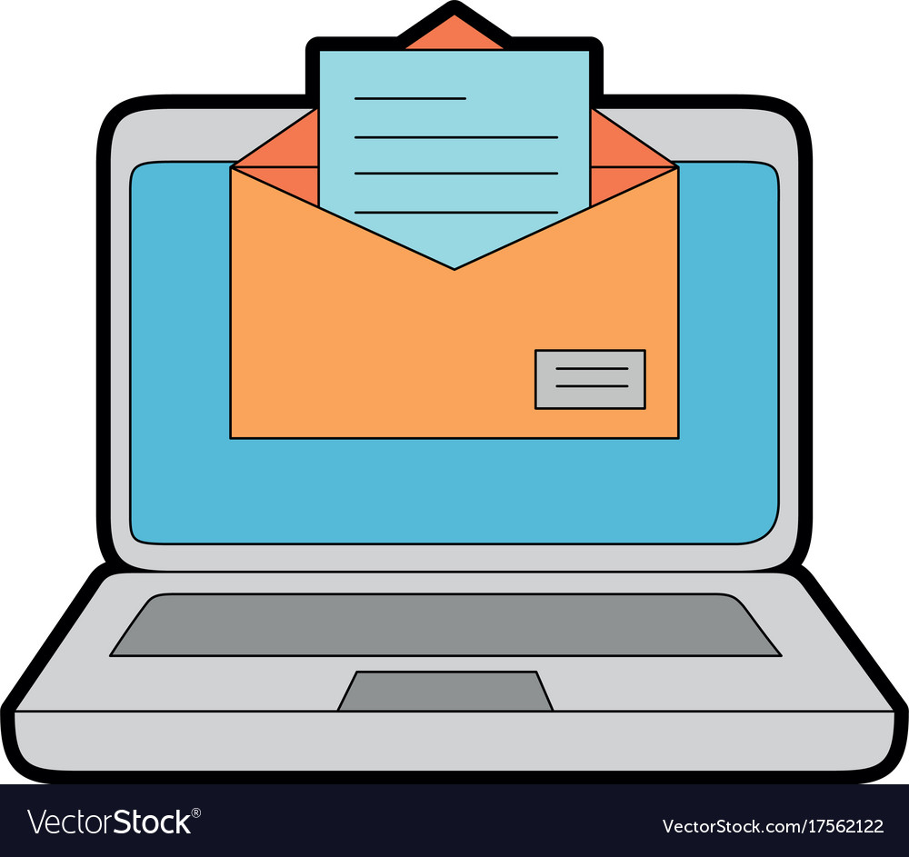 Laptop computer with envelope Royalty Free Vector Image