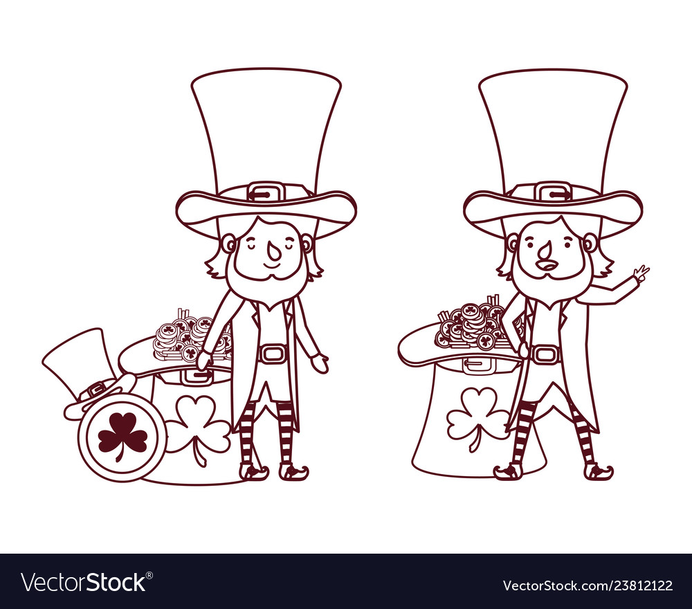 Leprechauns With Coins And Hat Isolated Icon Vector Image