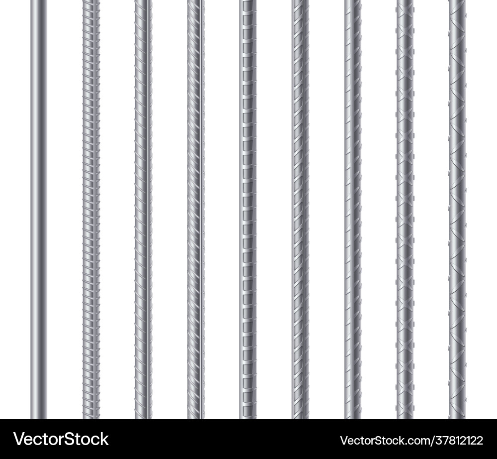 Metal endless rebars reinforcement steel Vector Image