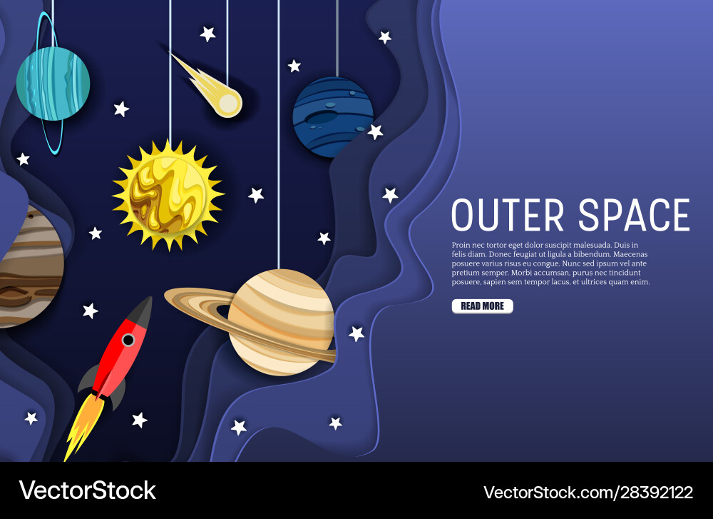 Outer space web banner template layered Royalty Free Vector