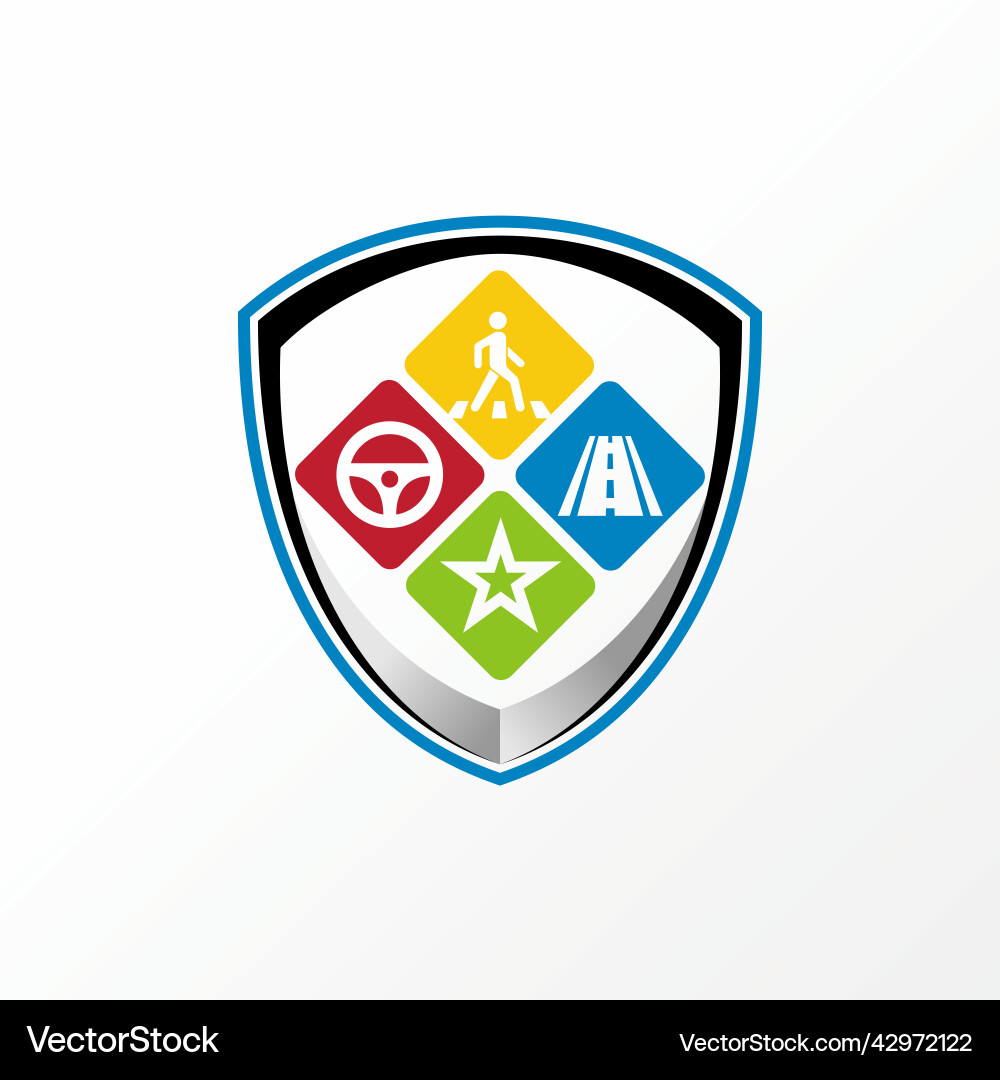 Road symbol for rider crossing warning star shield