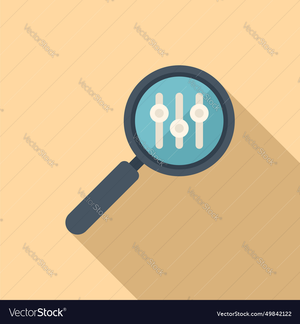 Search zoom filter icon flat app data Royalty Free Vector