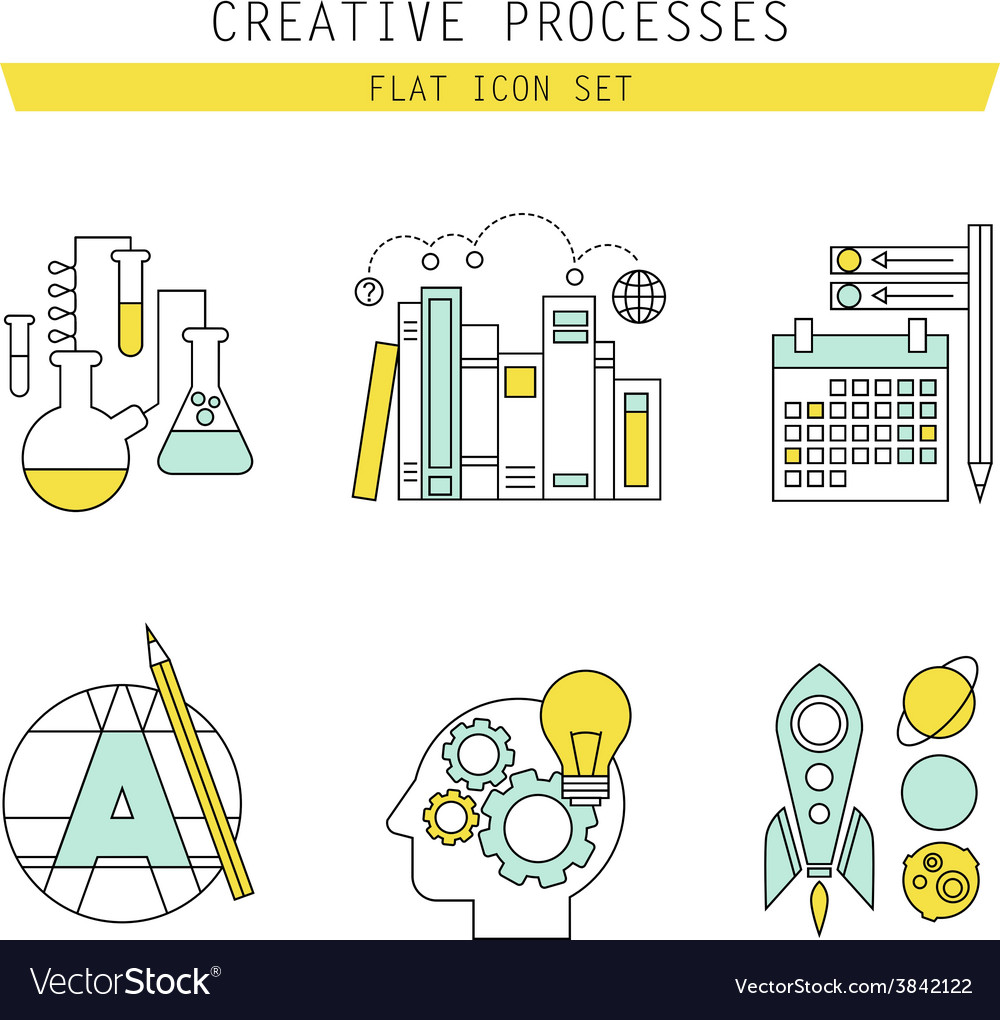 Set of flat line icons for web development Vector Image