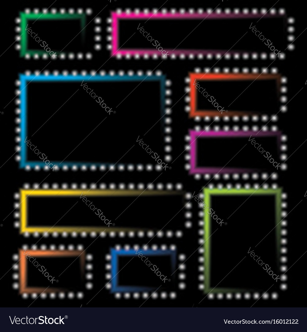 Set of neon colored frames Royalty Free Vector Image