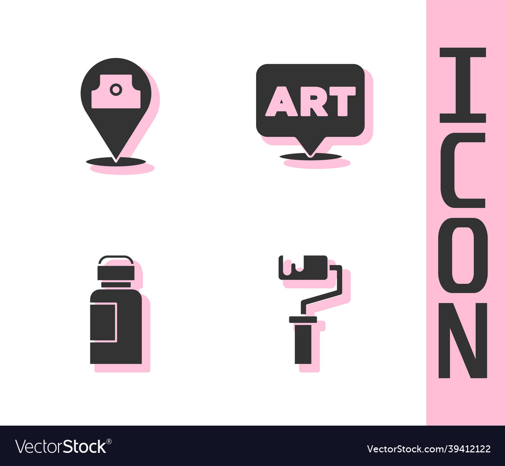 Set paint roller brush spray can paint gouache Vector Image Set paint roller brush spray can paint gouache Vector Image