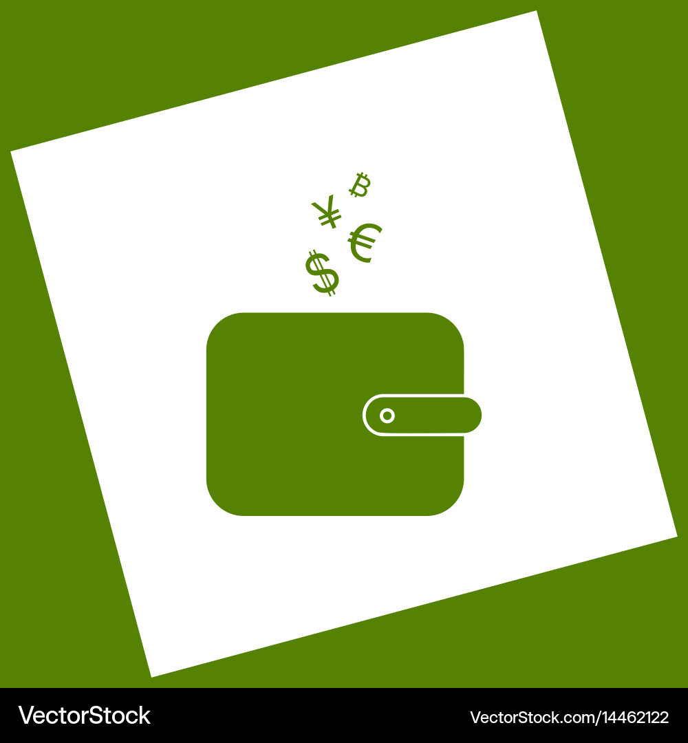Wallet sign with currency symbols white Royalty Free Vector