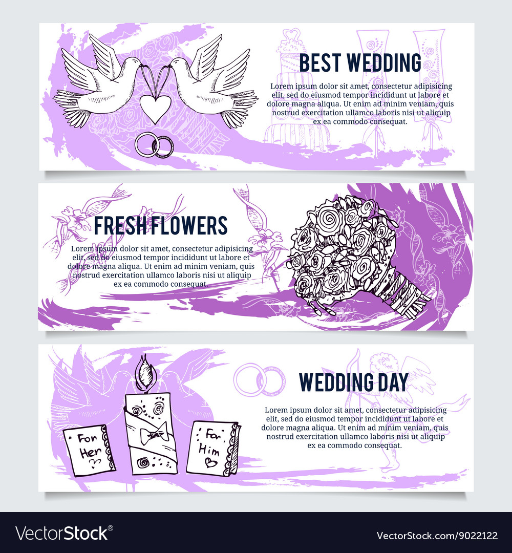 Wedding banners header set Royalty Free Vector Image