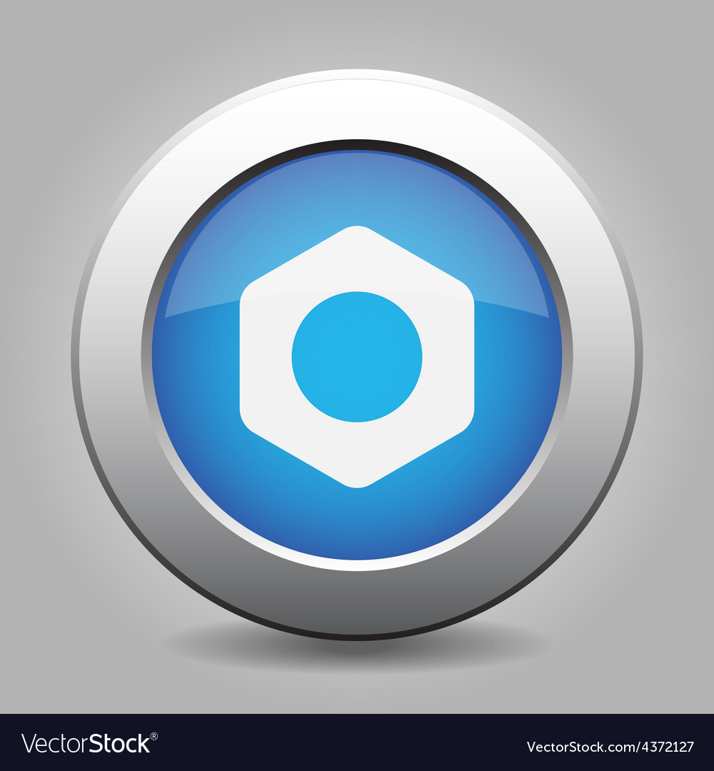 Blue metal button with nut Royalty Free Vector Image