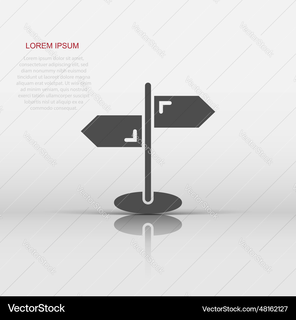 Crossroad signpost icon in flat style road Vector Image