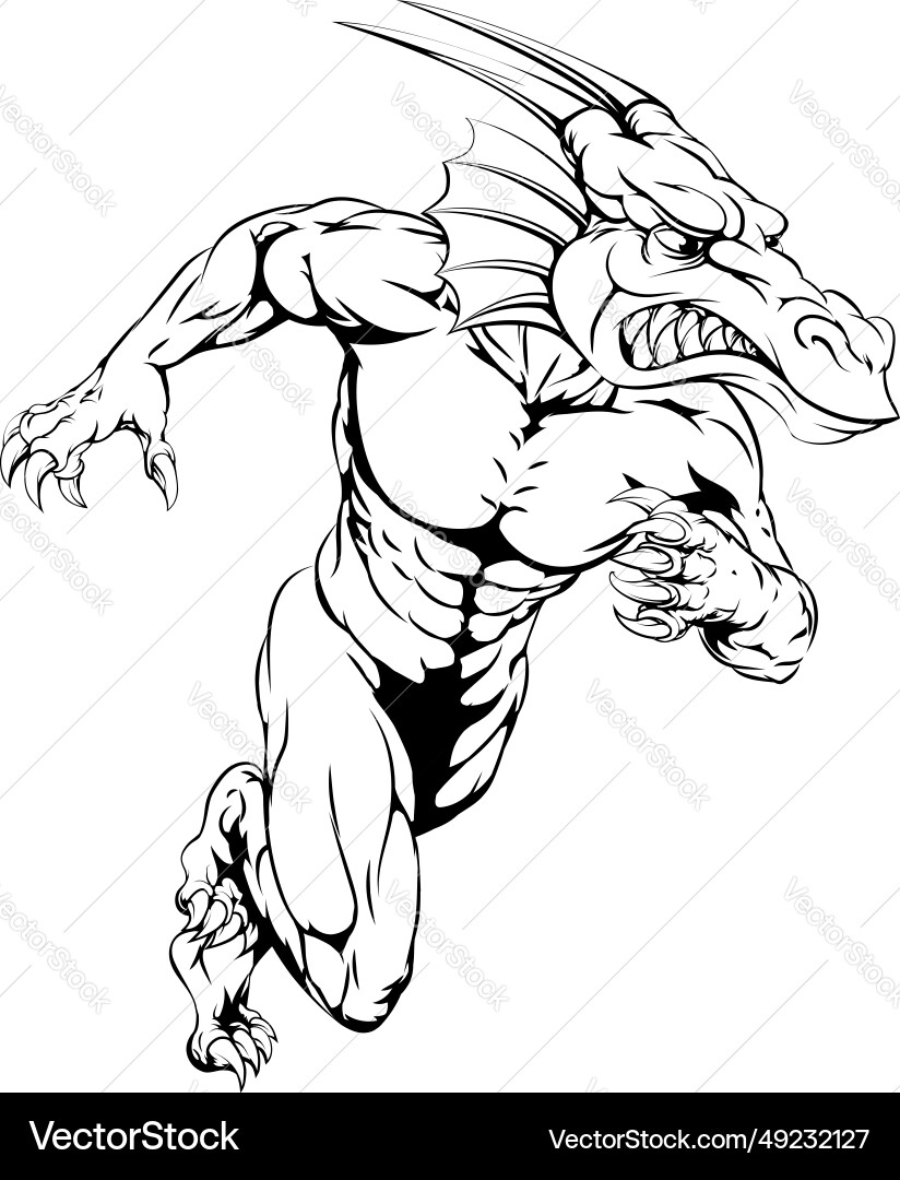 Dragon sports mascot running Royalty Free Vector Image