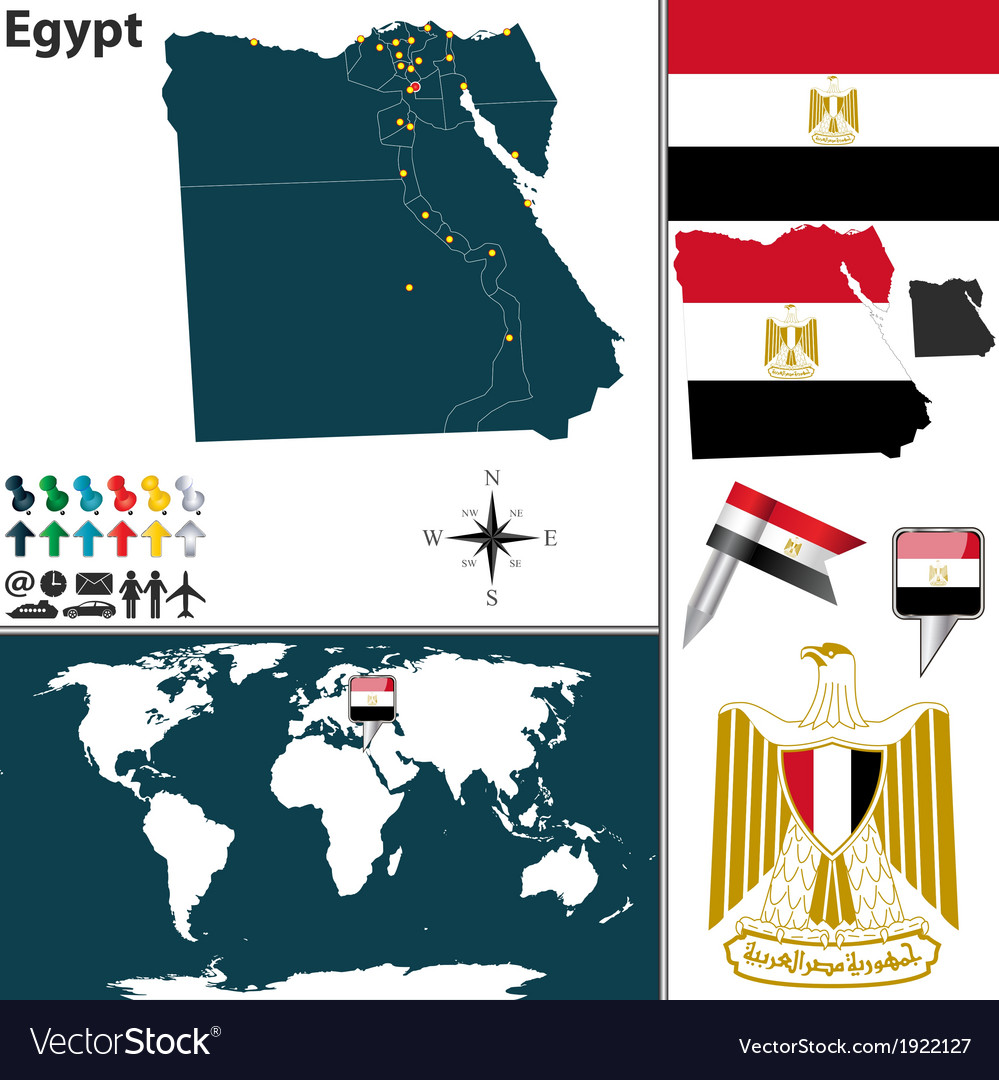 Egypt map world Royalty Free Vector Image - VectorStock