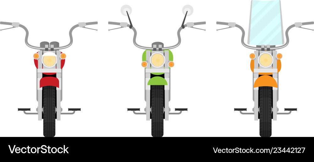 Front view of small classic retro motorcycle set Vector Image