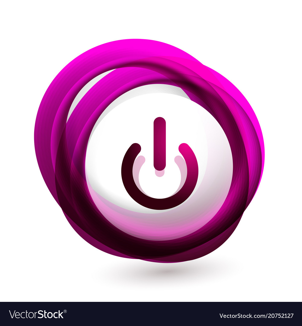 Glass transparent effect power start button Vector Image