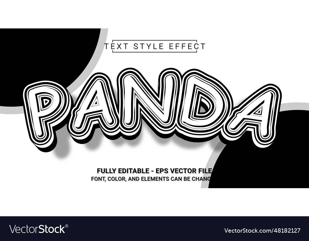 Panda text style effect editable graphic Vector Image