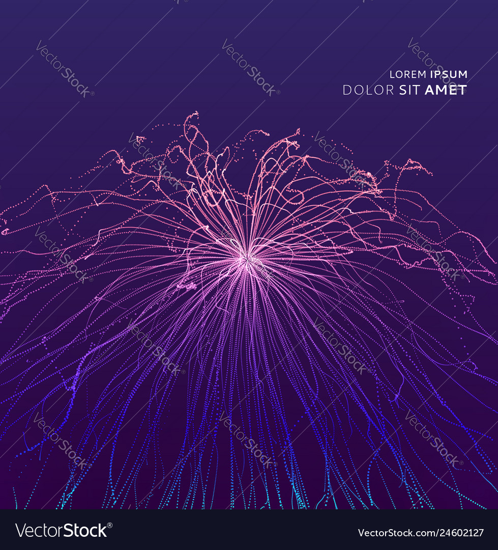 Point explode array with dynamic emitted 3d grid Vector Image