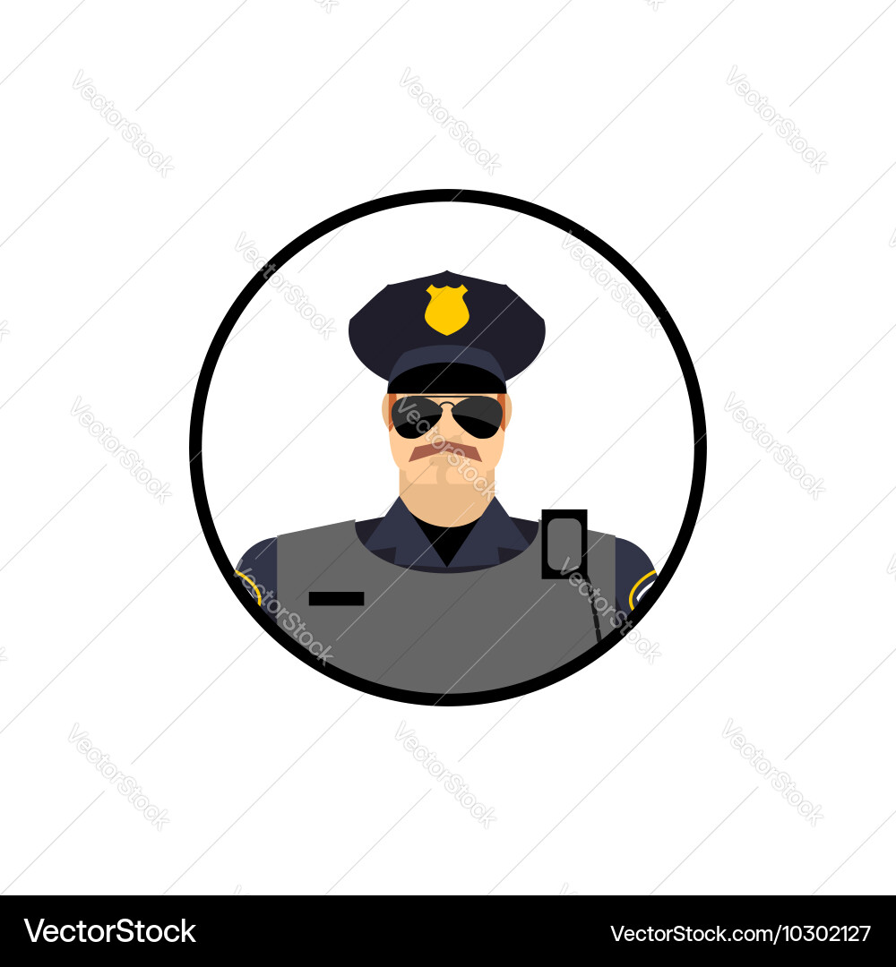 Police avatar Cop in uniform Head policeman Vector Image