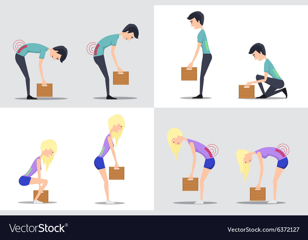 Proper and improper lifting flat Royalty Free Vector Image