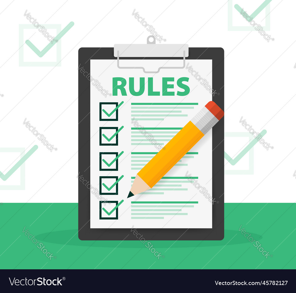 Rules checklist with requirements principles Vector Image