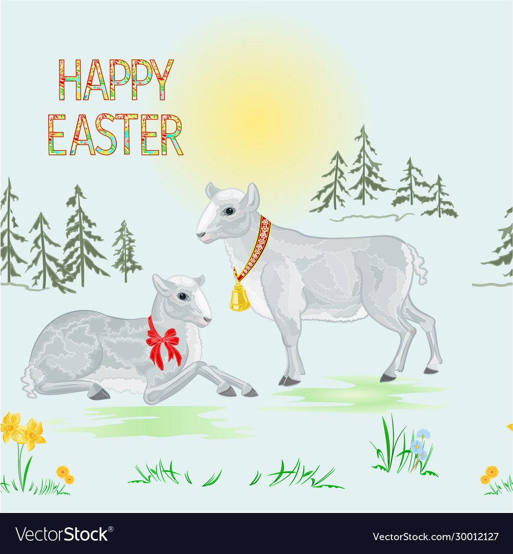 Seamless texture happy easter spring landscape Vector Image