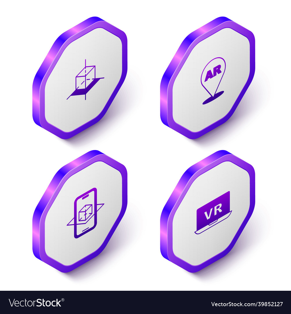 Set isometric 3d modeling augmented reality ar Vector Image