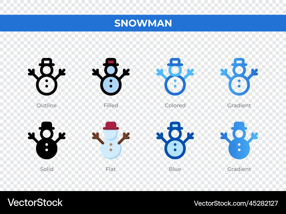 Snowman icons in different style icons Royalty Free Vector
