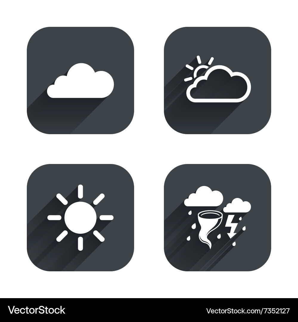 Weather icons cloud and sun storm symbol Vector Image
