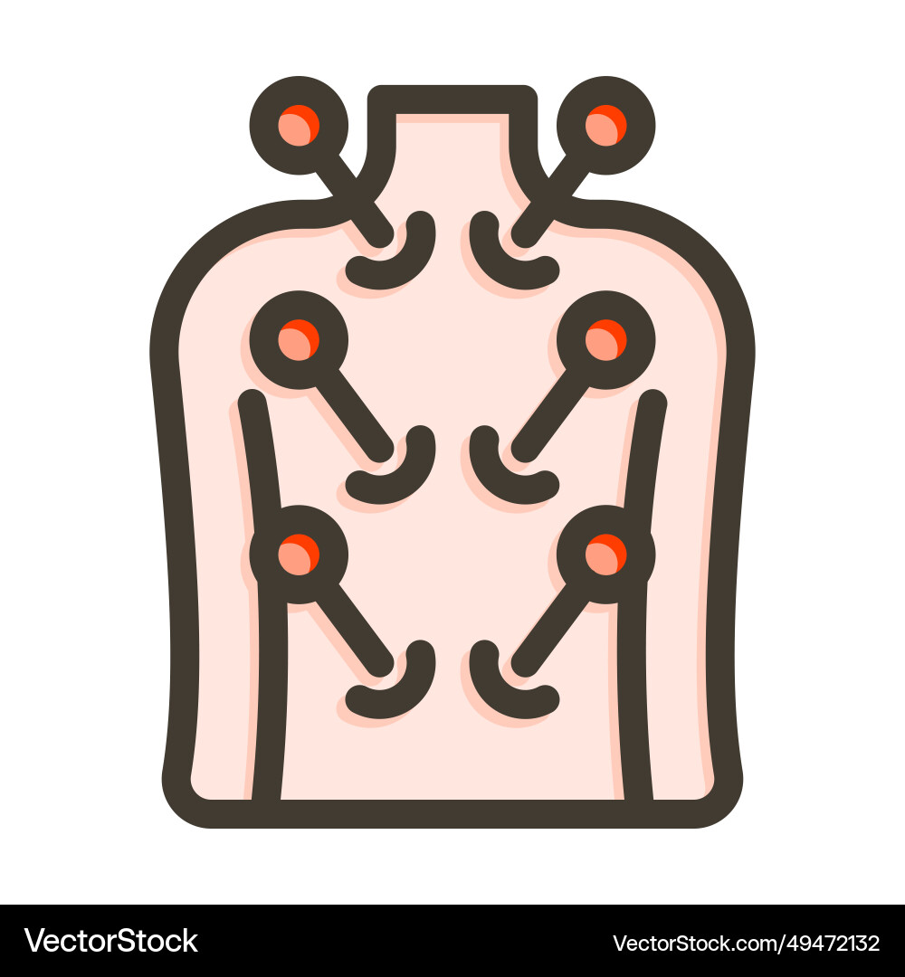 Acupuncture thick line filled colors icon Vector Image
