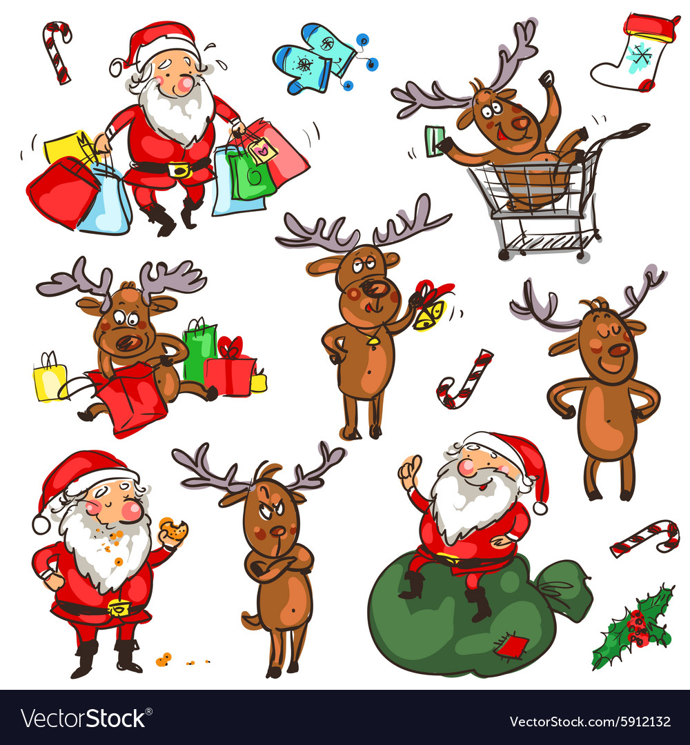 Christmas characters - set Royalty Free Vector Image