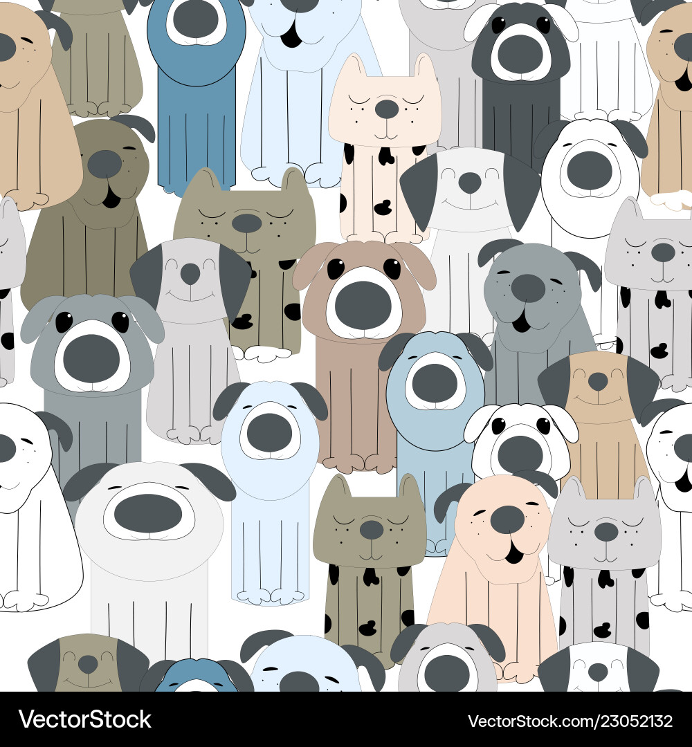 Cute dog cartoon pattern Royalty Free Vector Image