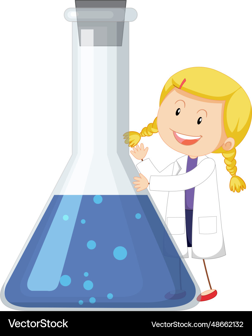 Cute female scientist cartoon character in lab Vector Image