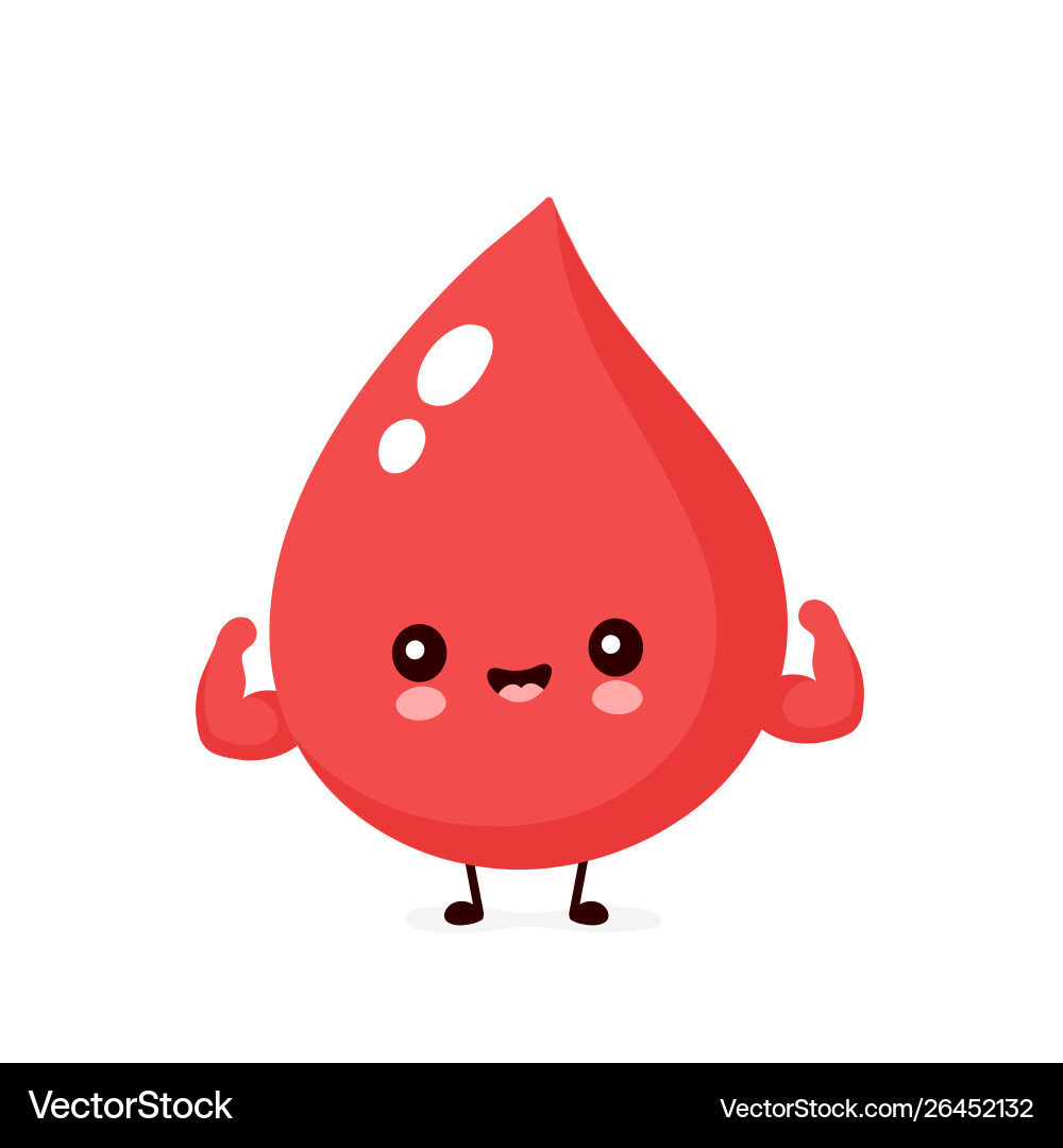 Cute happy smiling blood drop show muscle Vector Image