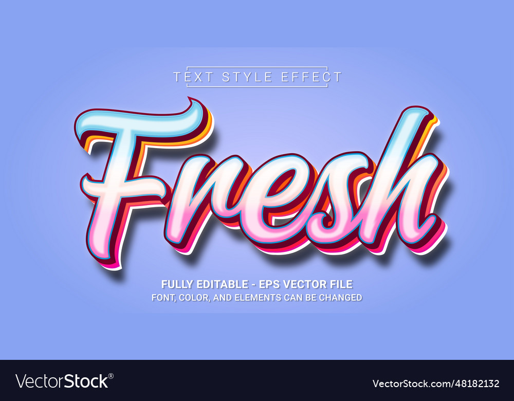 Fresh text style effect editable graphic text Vector Image