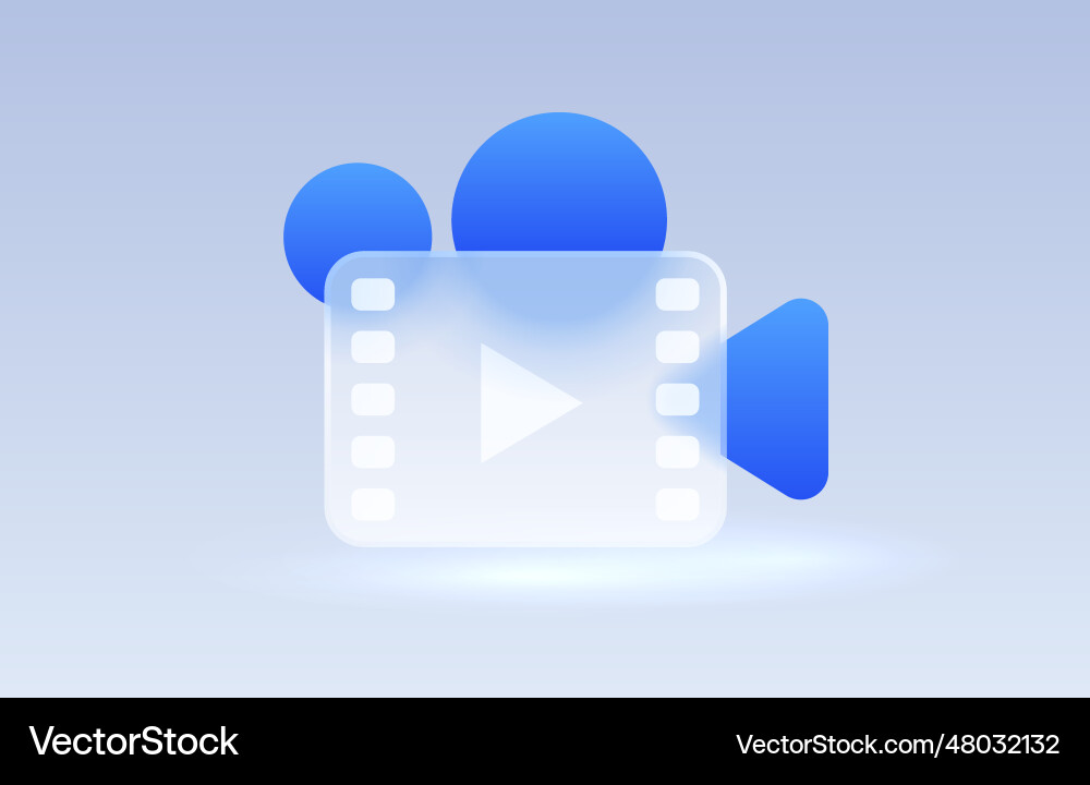 Glass video transparent icon collection sign Vector Image