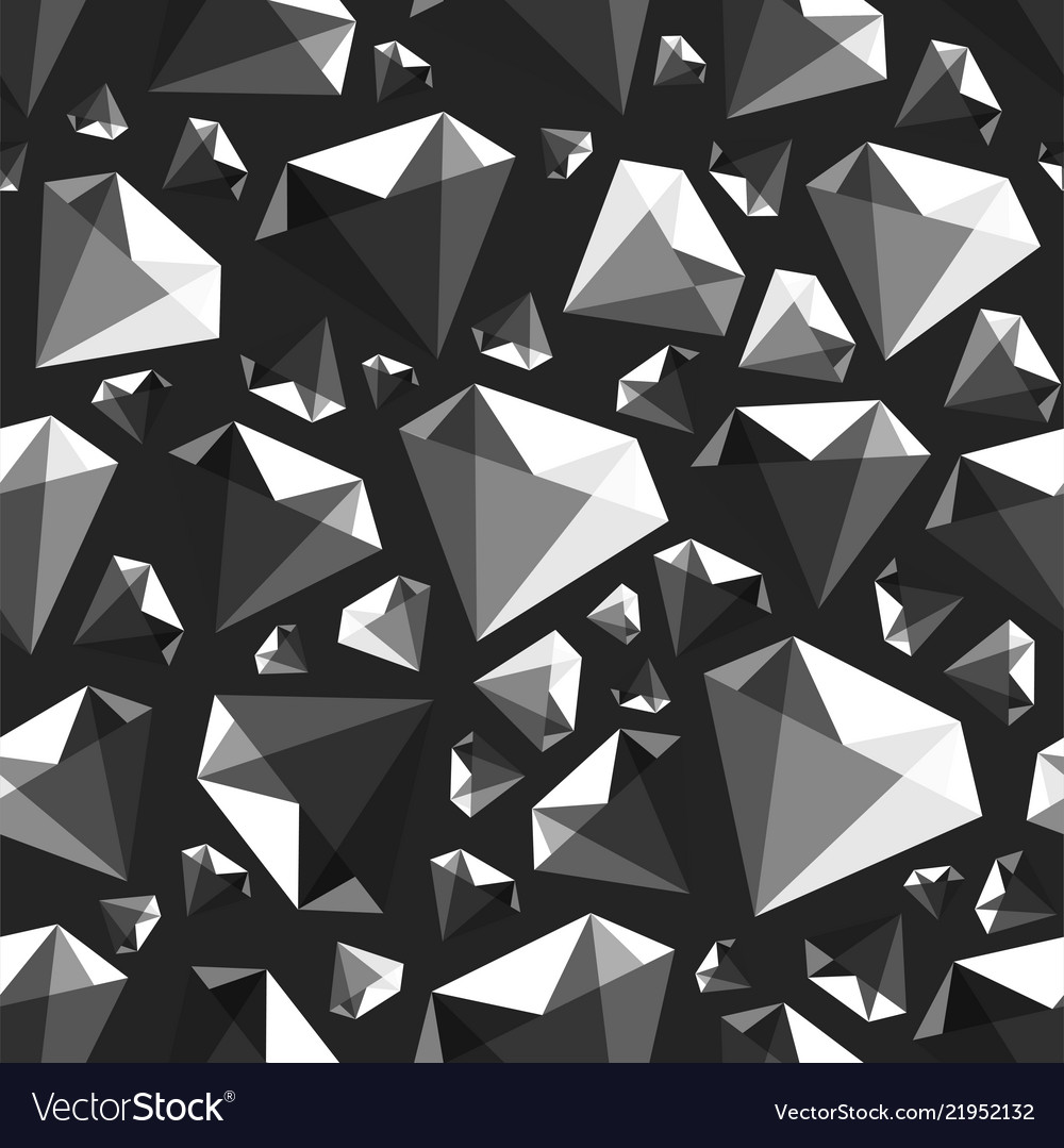 Low poly gem diamond seamless pattern Royalty Free Vector