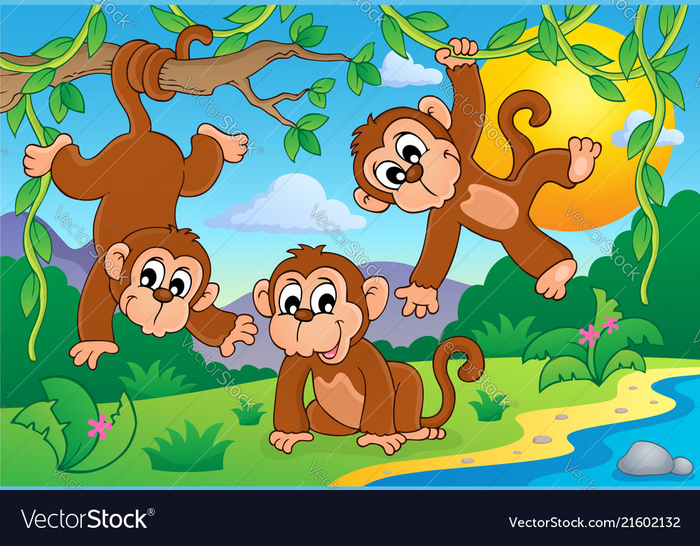 Monkey theme image 1 Royalty Free Vector Image