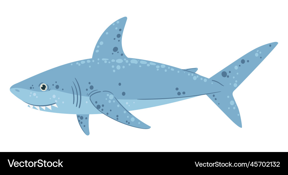 Ocean swimming shark cartoon cute shark creature Vector Image