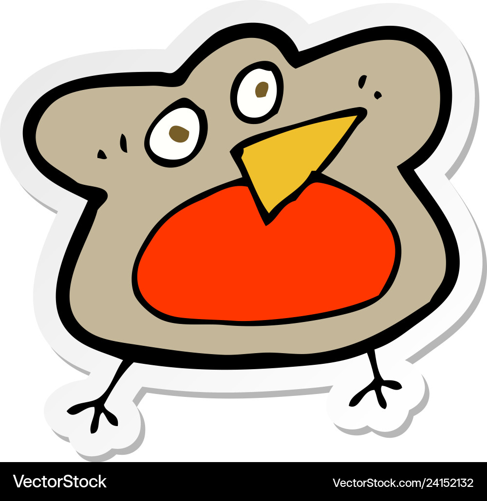 Sticker of a funny cartoon robin Royalty Free Vector Image