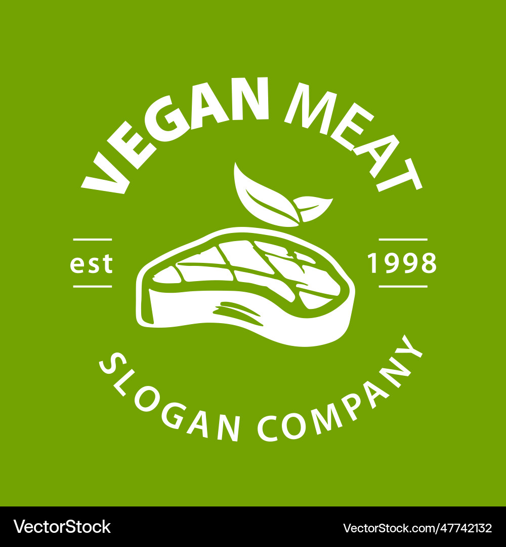 Vegetarian meat premium logo plant based meat logo