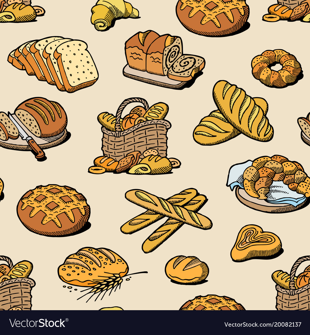 Bakery and bread baking breadstuff meal Royalty Free Vector